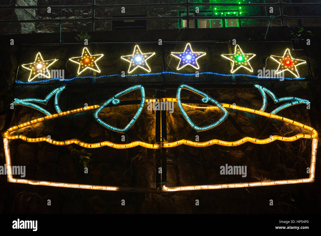 Stargazey Pie, Mousehole Christmas Lights, Cornwall, England, UK Stock ...