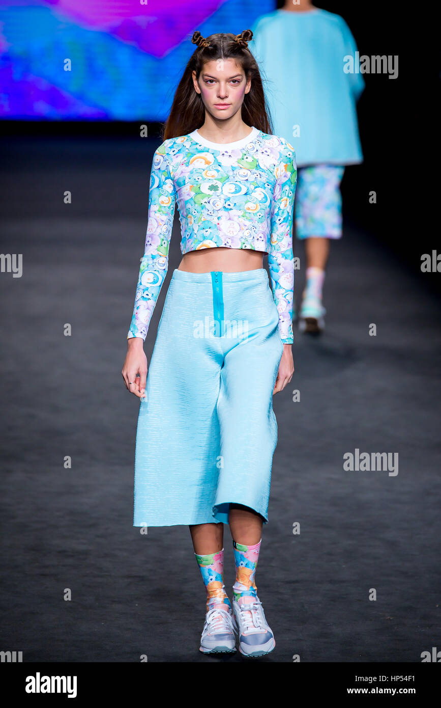 BARCELONA - FEB 4: Marta Ortiz (model) walks the runway for the Krizia ...