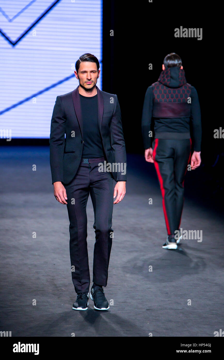 BARCELONA - FEB 4: Andrés Velencoso (model) walks the runway for the ...