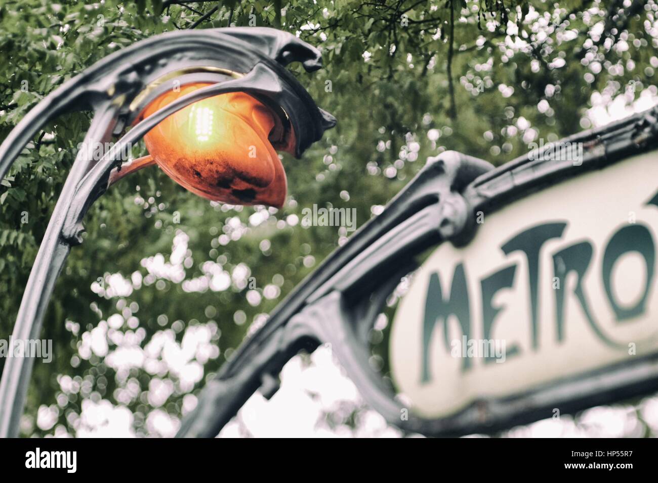 Paris Metro light.An Old light over the metro station in Paris Stock ...