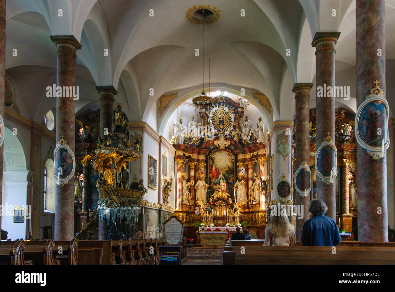 Traunkirchen, church Mariä Coronation with fisherman's cockpit ...