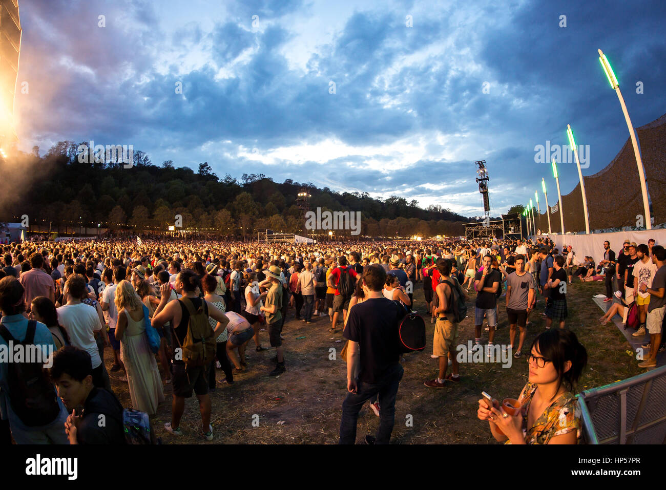 PARIS - AUG 31: Crowd in a concert at Rock En Seine Festival on August ...