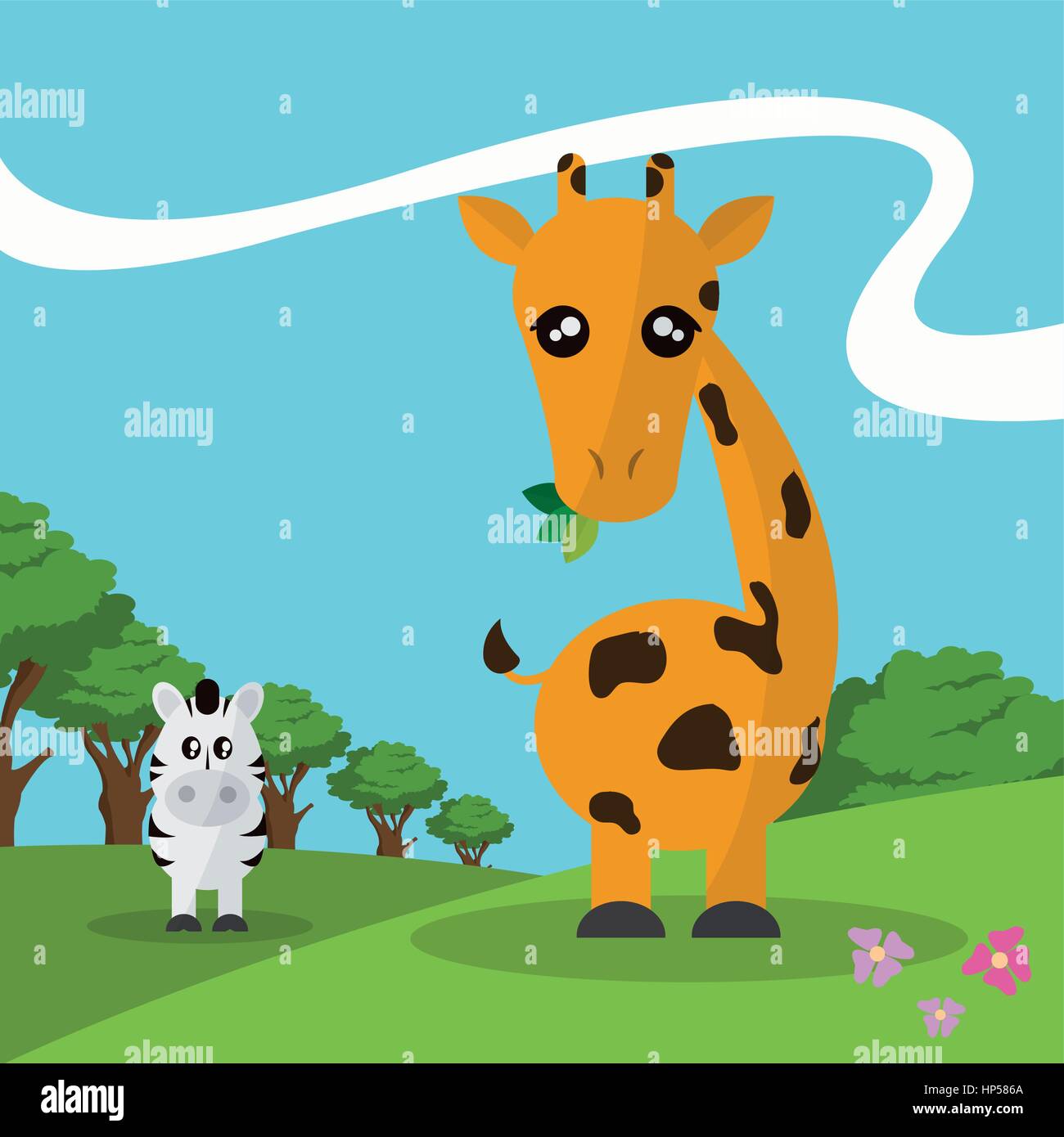 giraffe and zebra design , vector graphic , animal illustration Stock ...