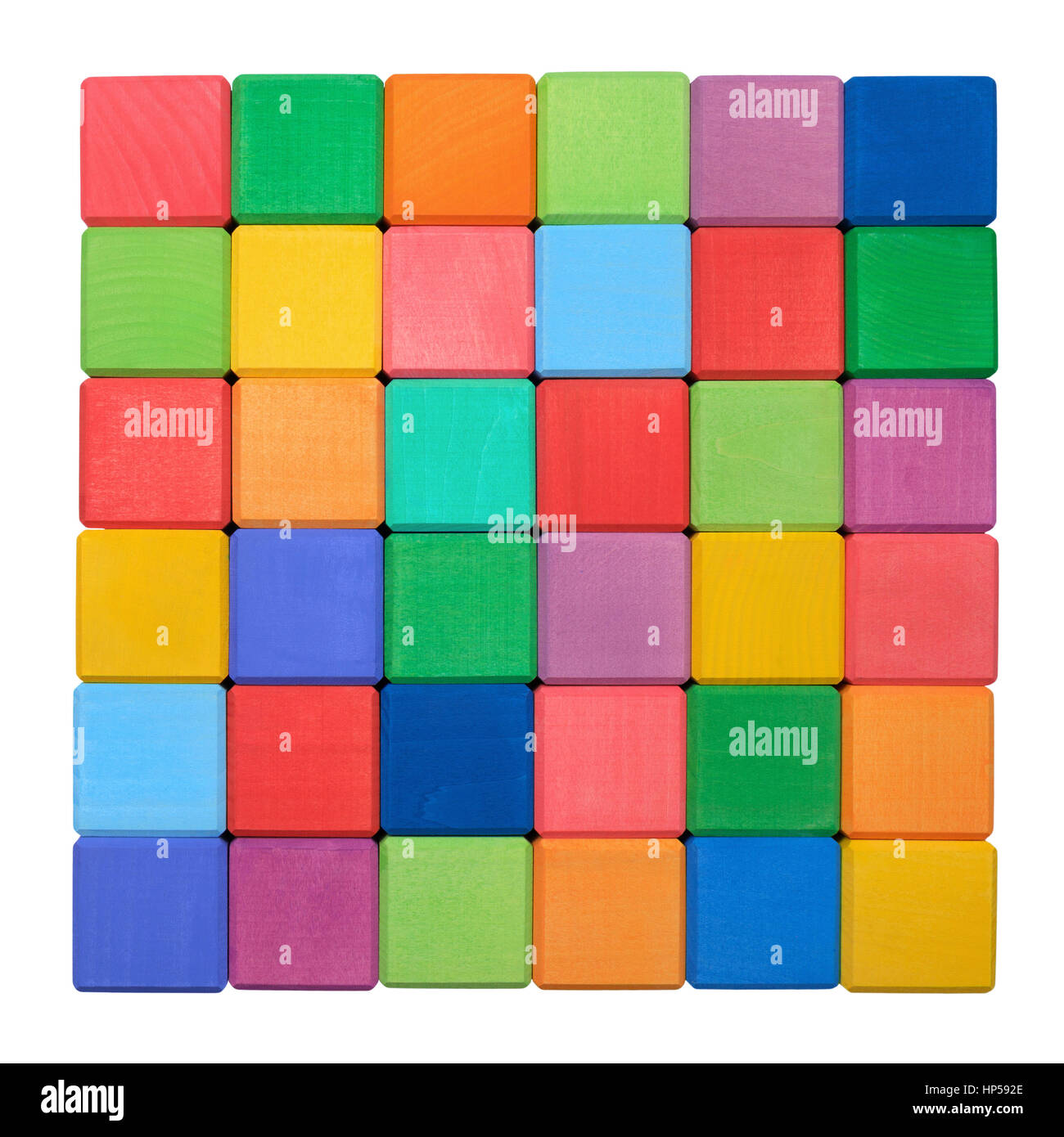 Colorful wooden blocks isolated on white background. Above view Stock ...