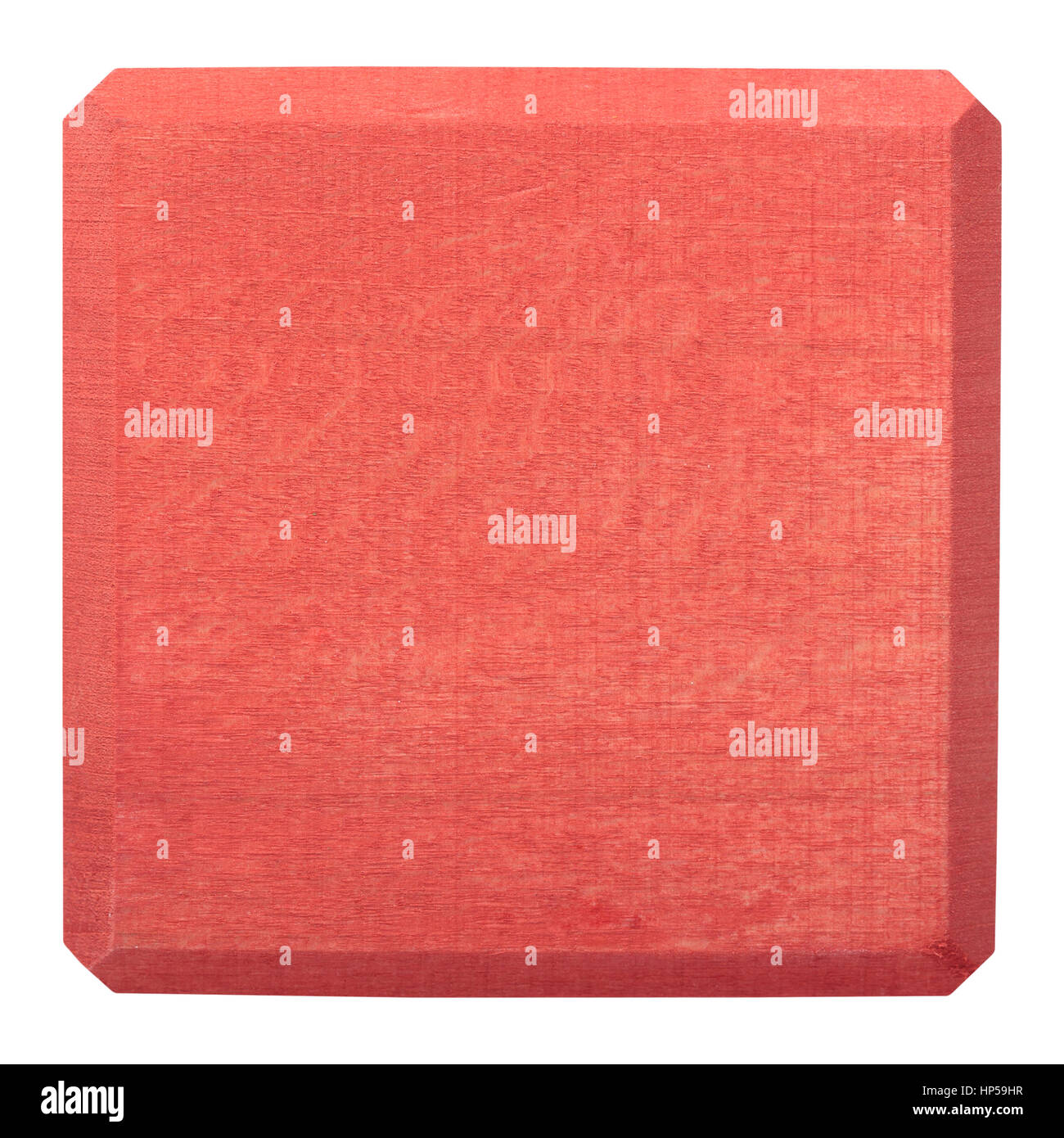 Red wooden block isolated on white background. Flat lay Stock Photo - Alamy
