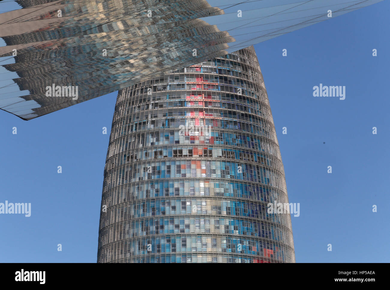 Barcelona rounded skyscraper called Agbar tower Stock Photo - Alamy