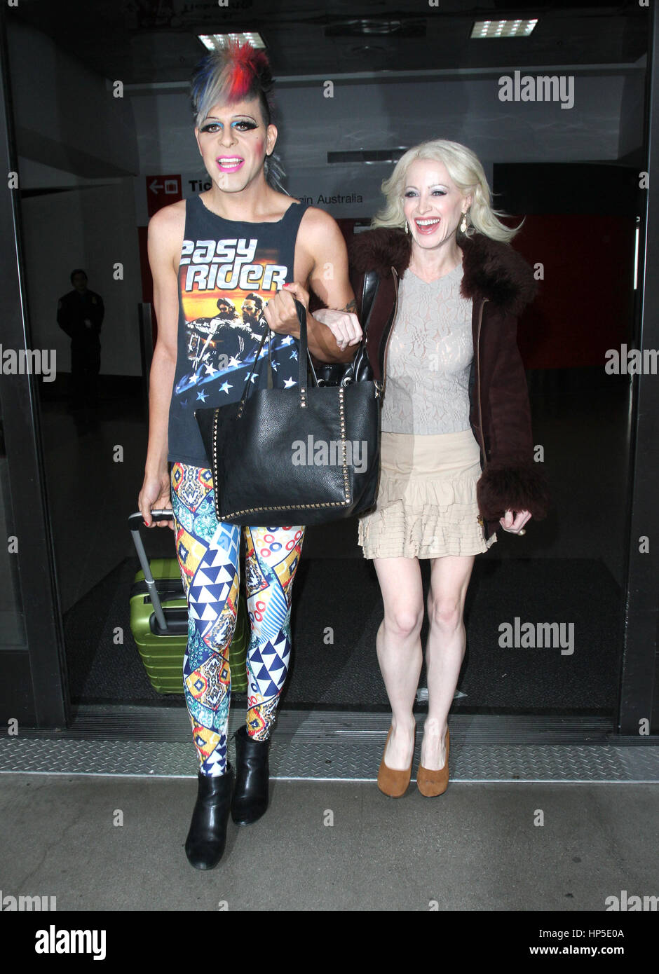 Sara Barrett arrives at Los Angeles International (LAX) Airport with a ...