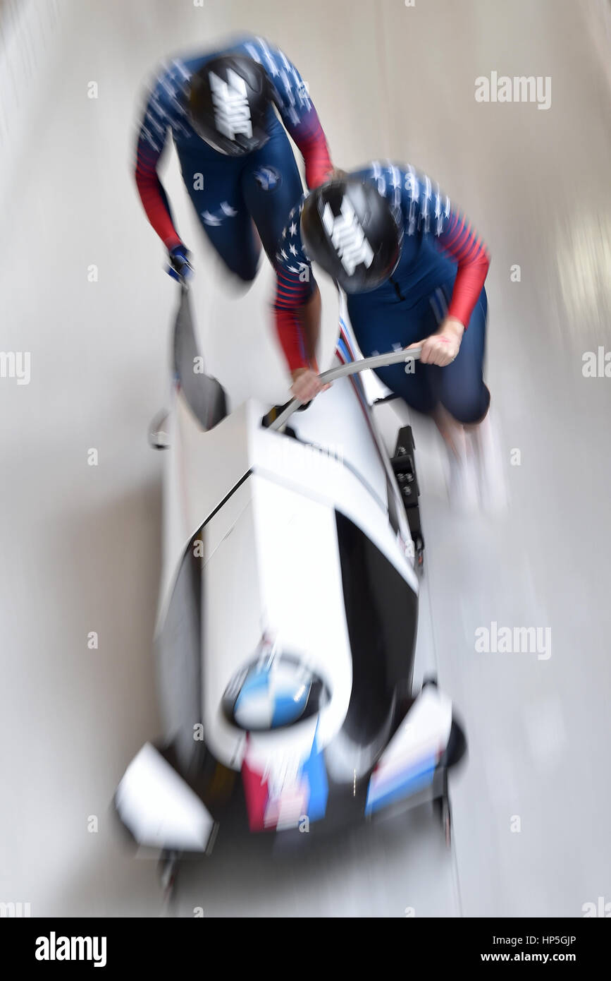 Schoenau Am Koenigssee, Germany. 18th Feb, 2017. American bobsledders ...