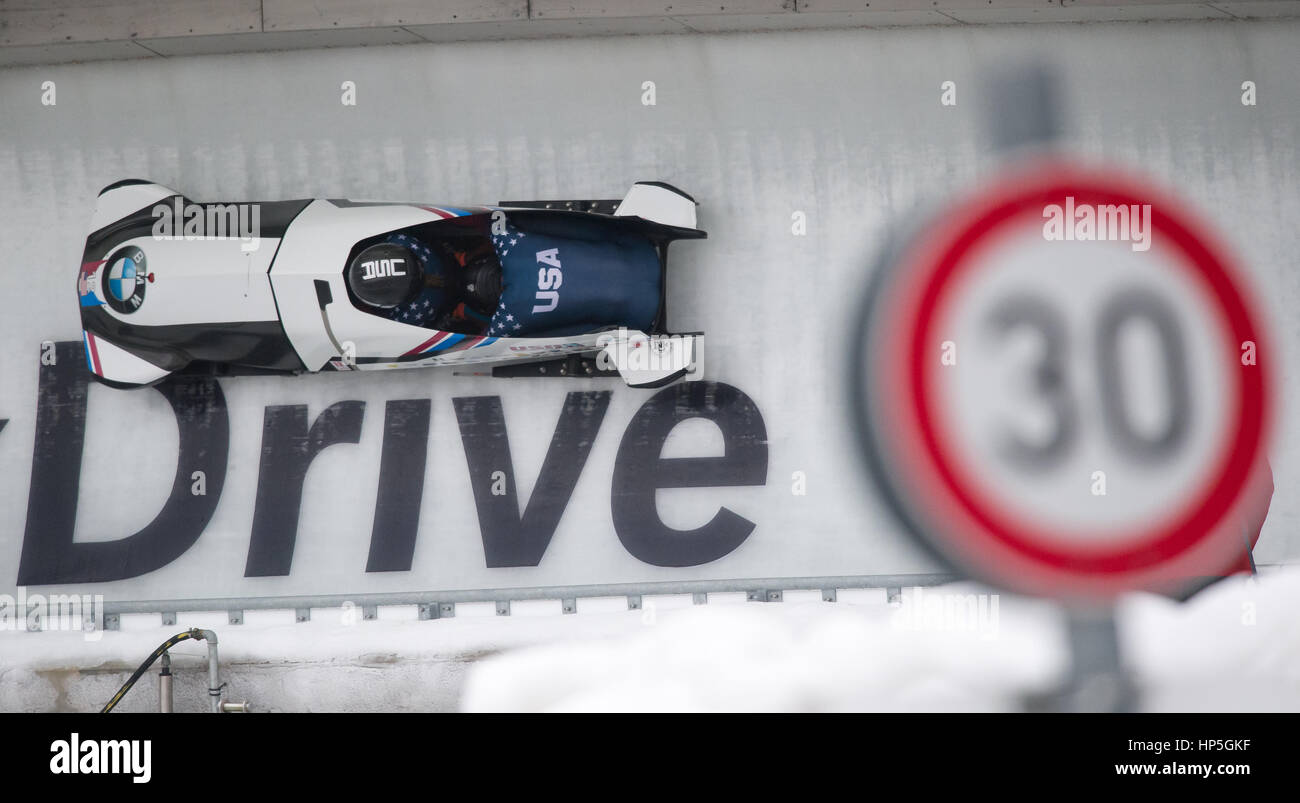 Schoenau Am Koenigssee, Germany. 18th Feb, 2017. American bobsledders ...