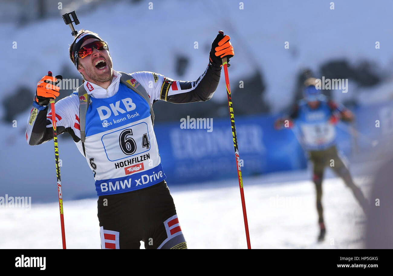 Hochfilzen, Germany. 18th Feb, 2017. Dominik Landertinger (L) from ...