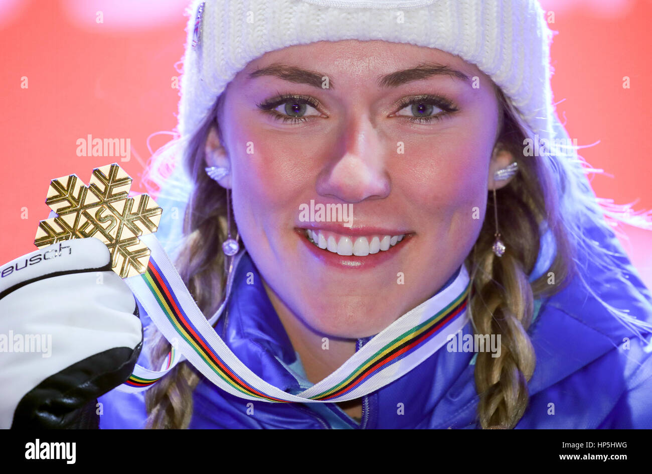 St. Moritz, Switzerland. 18th Feb, 2017. Mikaela Shiffrin from the US ...