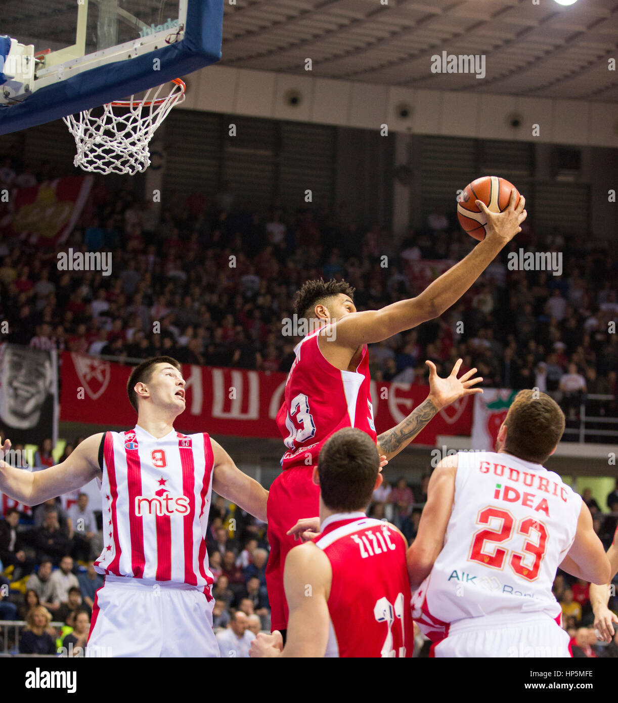 Nis, Serbia. 18th February, 2017: Luka Mitrovic of Crvena Zvezda MTS ...