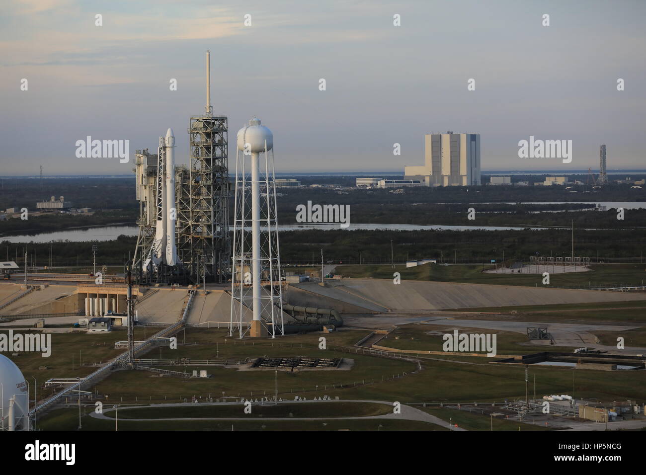 Cape Canaveral, USA. 18th Feb, 2017. The SpaceX Falcon 9 rocket is ...