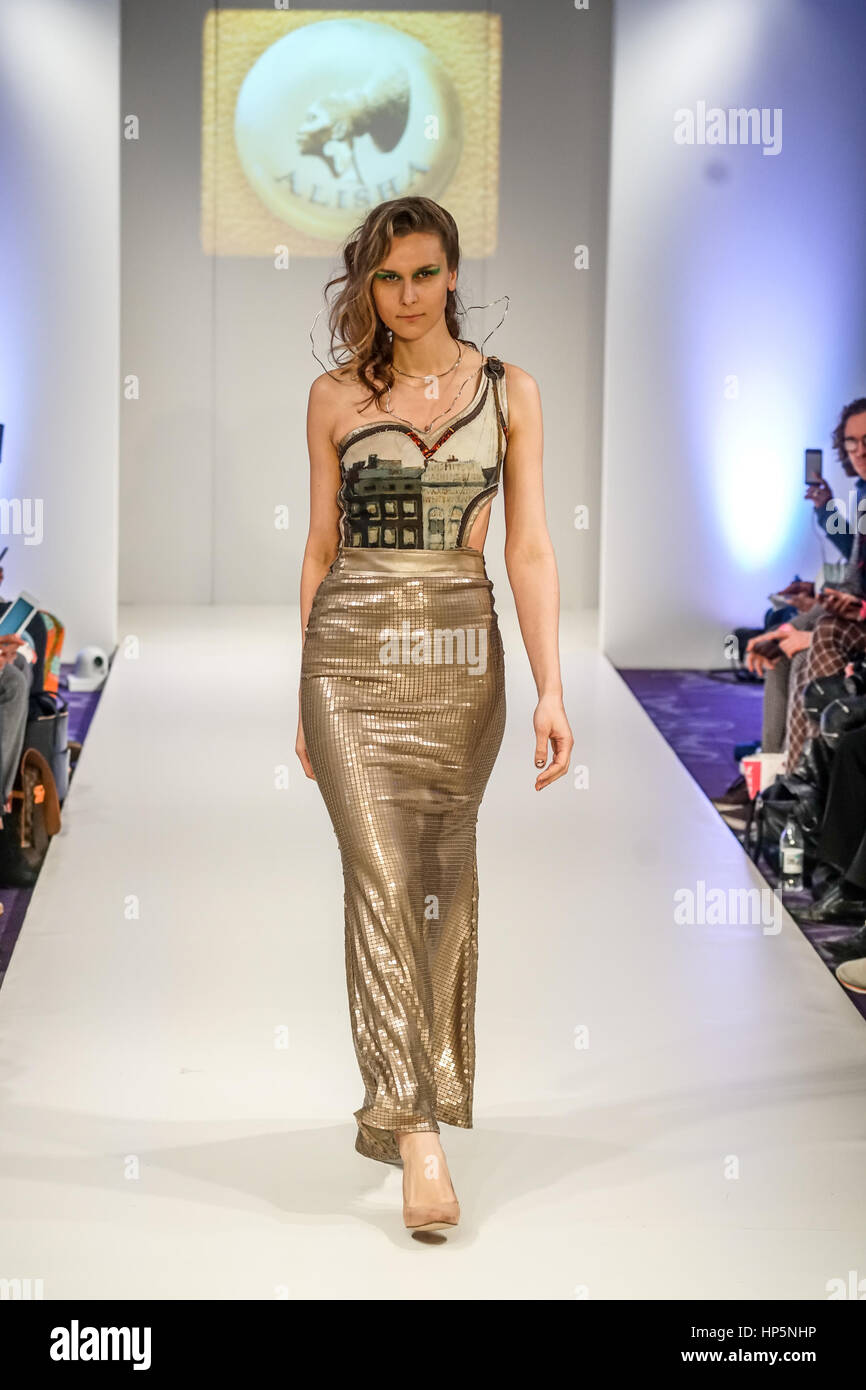 London, UK. 18th Feb 2017. Models wearing Designer Alisha latest ...