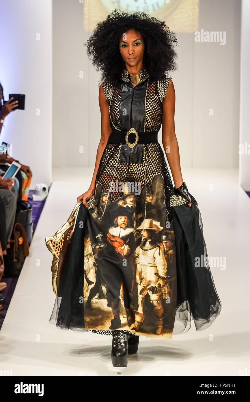 London, UK. 18th Feb 2017. Models wearing Designer Alisha latest ...