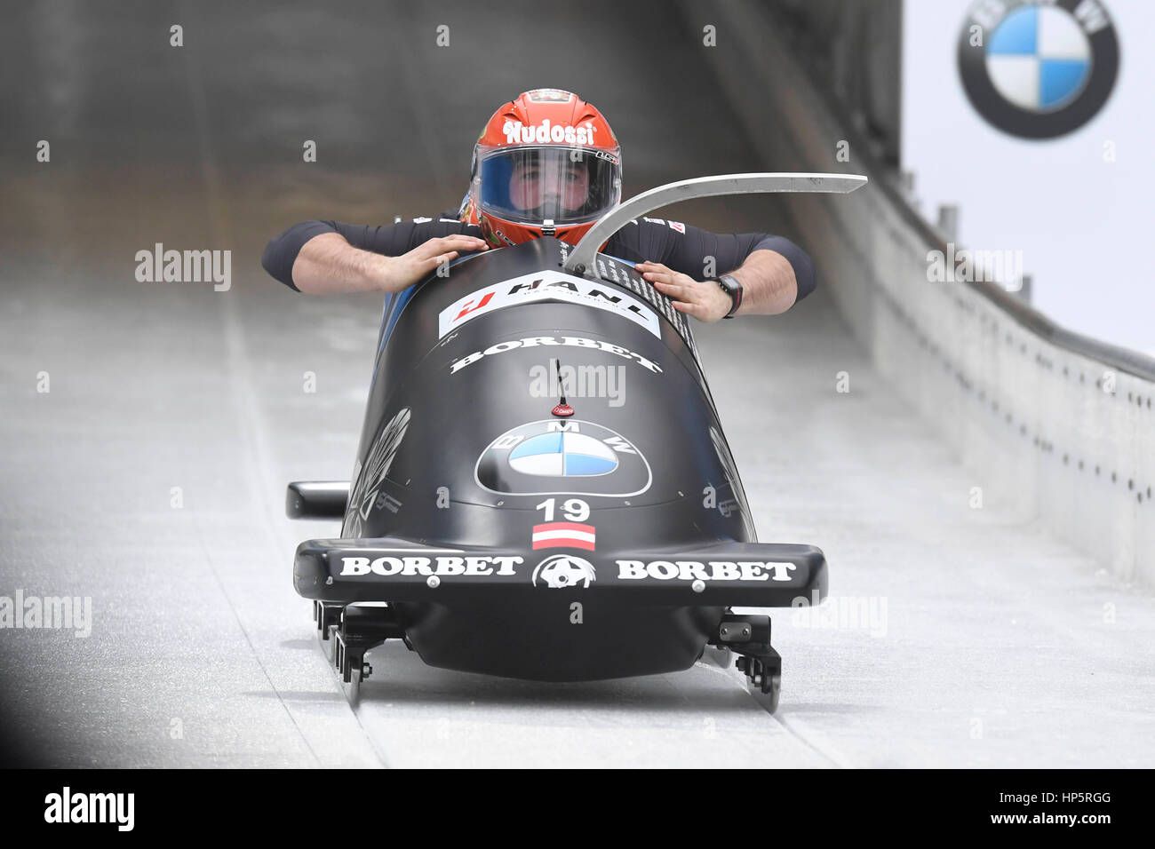 Deutsche Post Eisarena, Koenigssee, Germany, 18th February, 2017. Bob und Skeleton WM Zweierbob ...