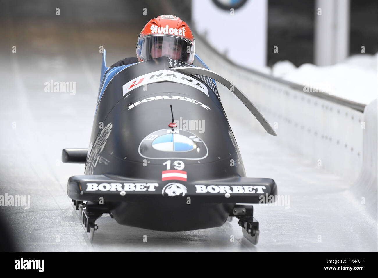 Deutsche Post Eisarena, Koenigssee, Germany, 18th February, 2017. Bob und Skeleton WM Zweierbob ...
