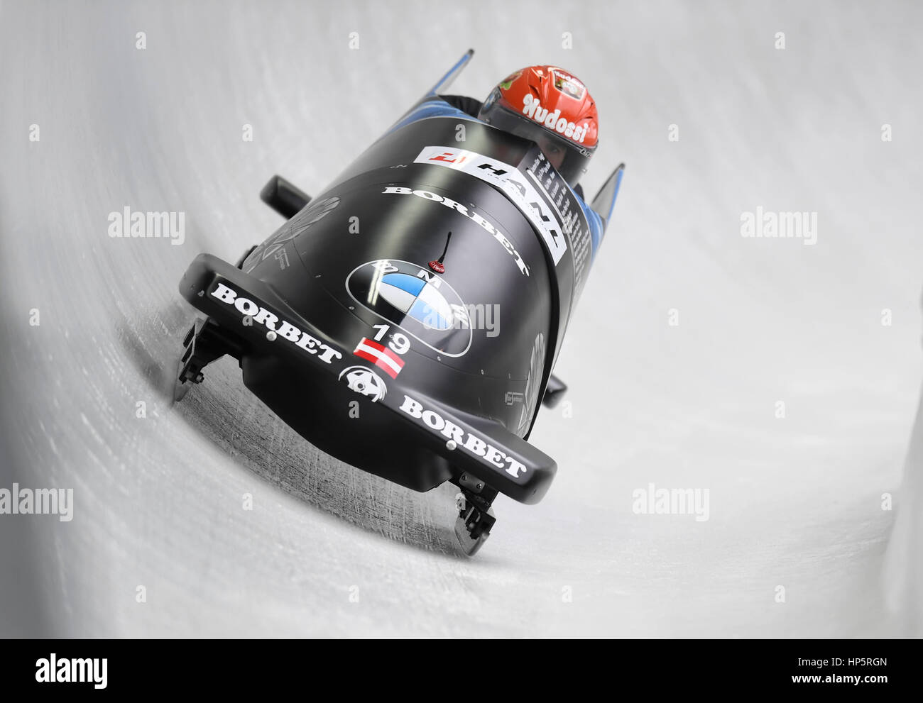 Deutsche Post Eisarena, Koenigssee, Germany, 18th February, 2017. Bob und Skeleton WM Zweierbob ...