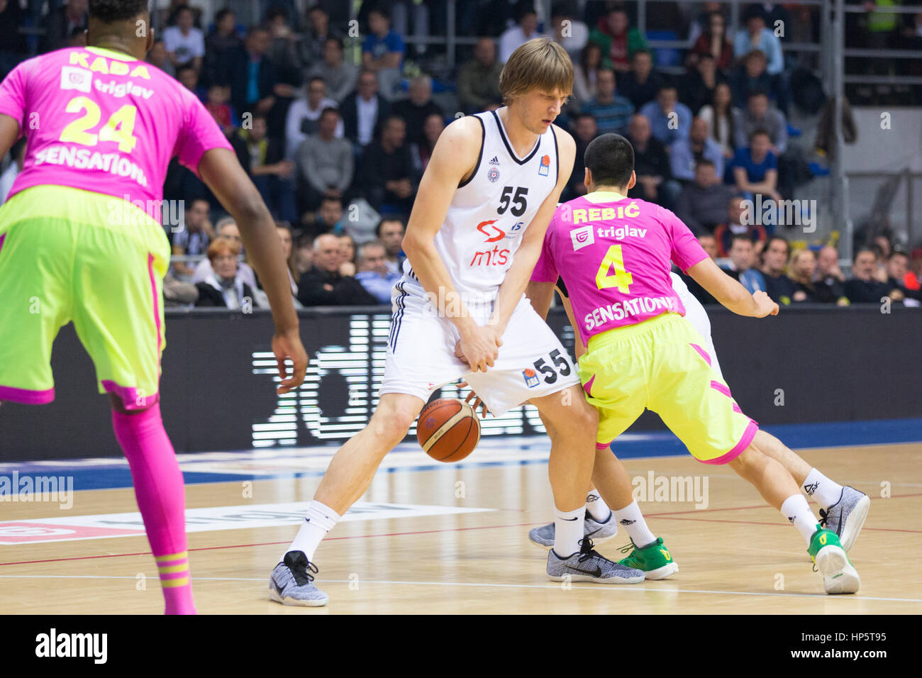 Nis, Serbia. 18th February, 2017: Uros Lukovic of Partizan NIS Beograd ...