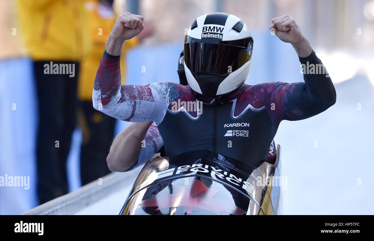 Bobsleigh athletes Justin Kripps (front) and Jesse Lumsden celebrate ...