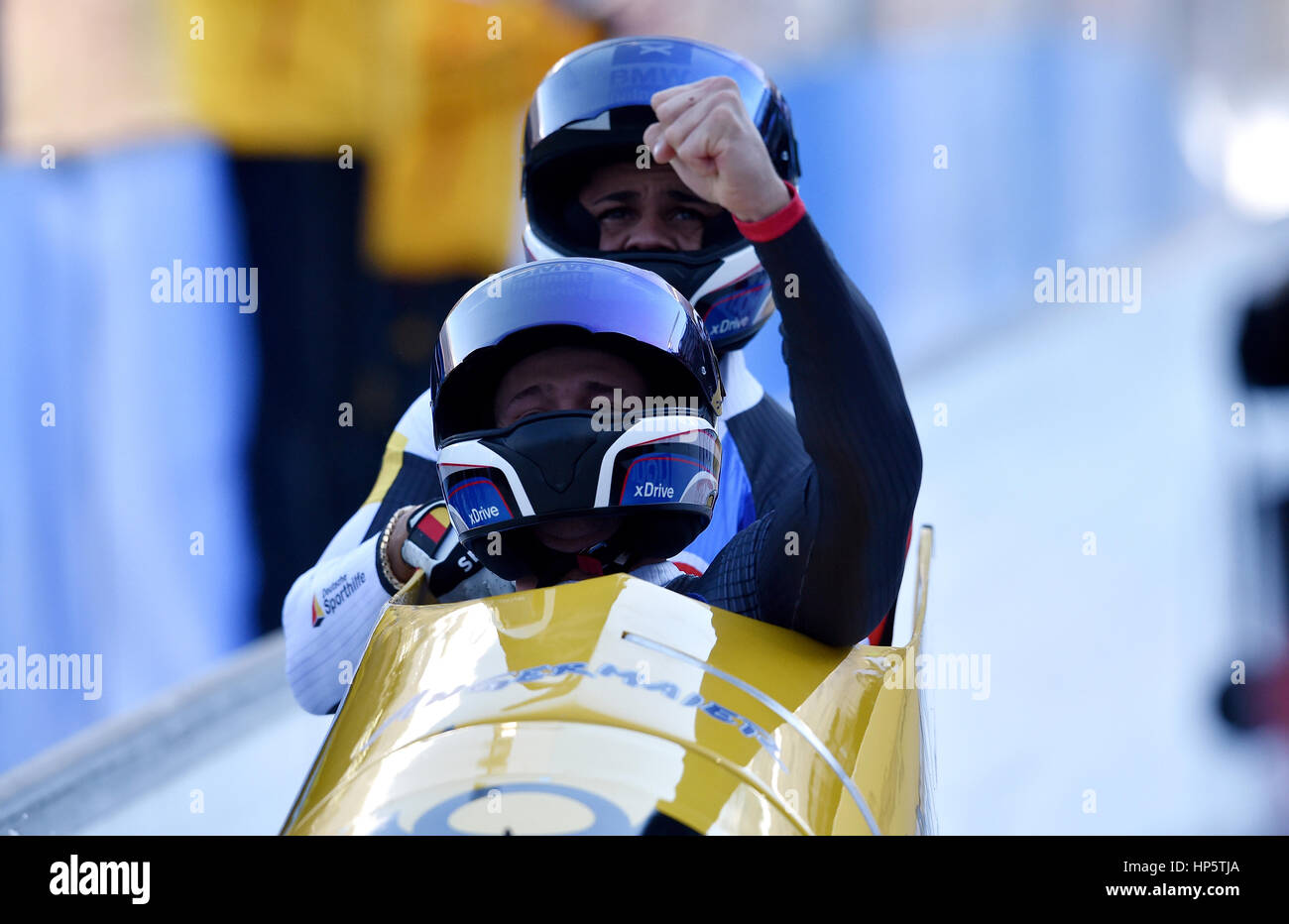 Bobsleigh athletes Johannes Lochner (front) and Joshua Bluhm celebrate ...