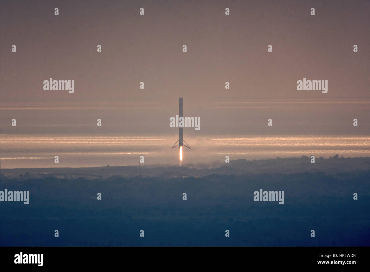 Cape Canaveral, USA. 19th Feb, 2017. The SpaceX Falcon 9 first stage ...