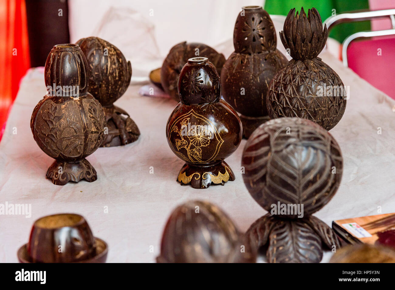 Beautiful handmade decorative items at a shop for sale. The crafts of ...