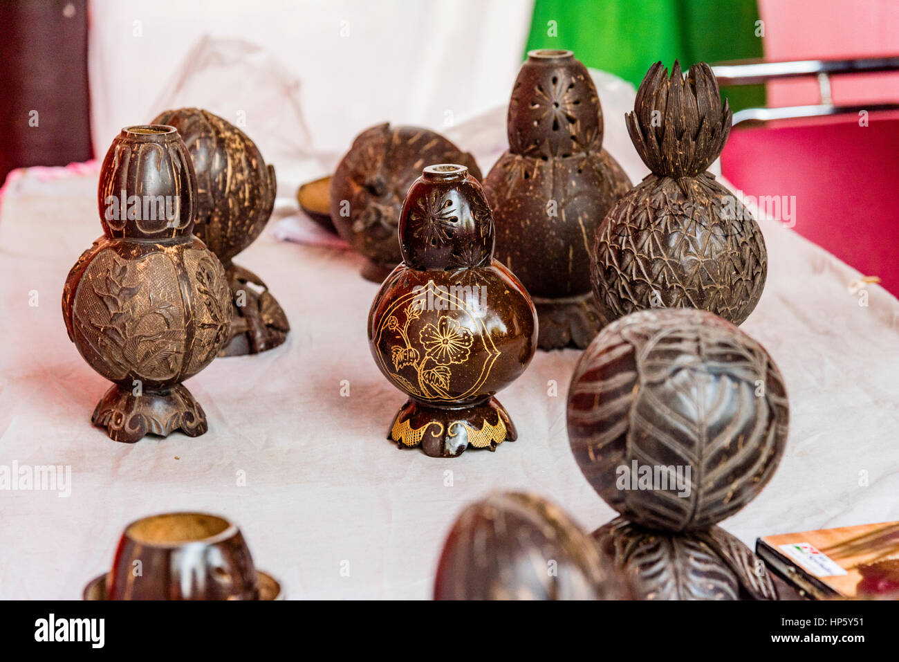 Beautiful handmade decorative items at a shop for sale. The crafts of ...