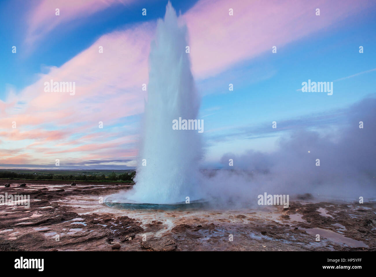 Strokkur geyser eruption in Iceland. Fantastic colors. Beautiful Stock ...