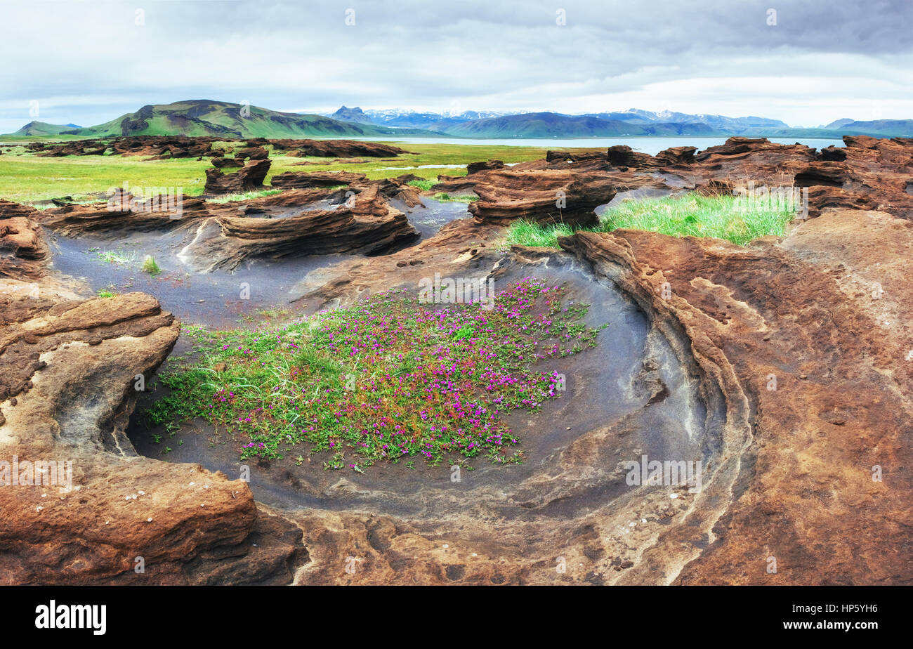 Texture of rocks melted by volcanic magma Stock Photo - Alamy