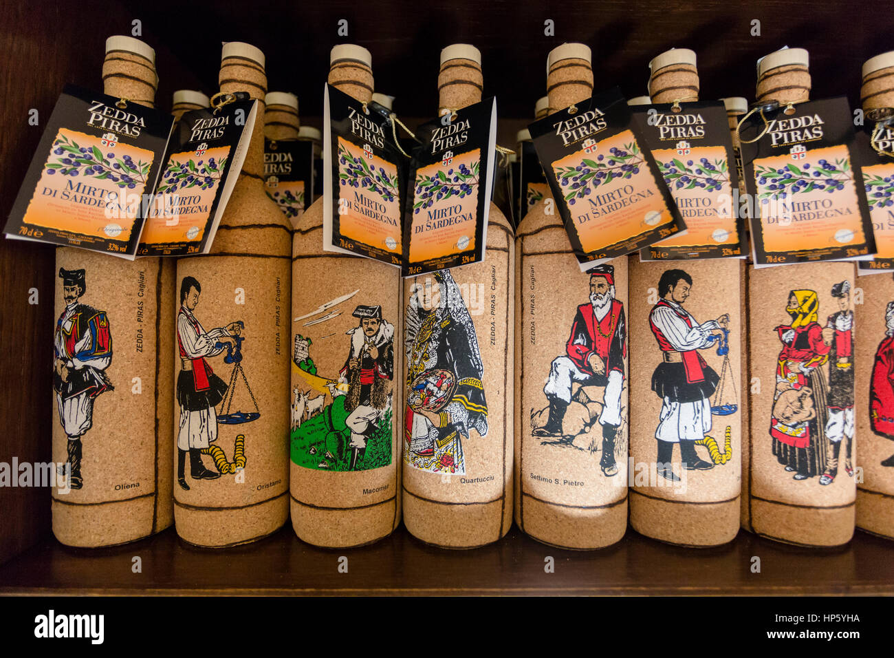 A cork covered bottle of mirto, a typical sardinian liqueur made from ...
