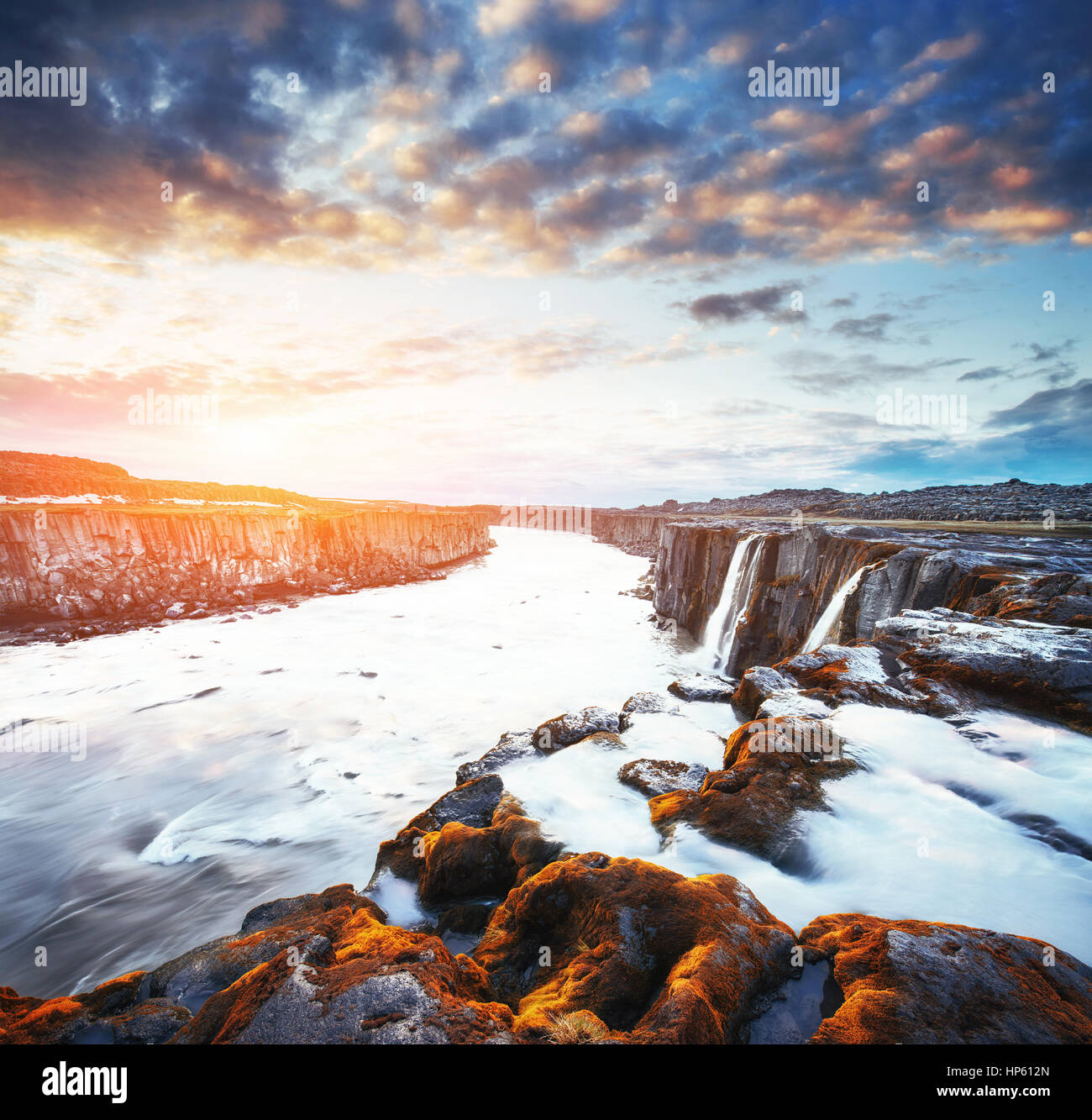 Fantastic views of Selfoss waterfall in the national park Vatnaj Stock ...