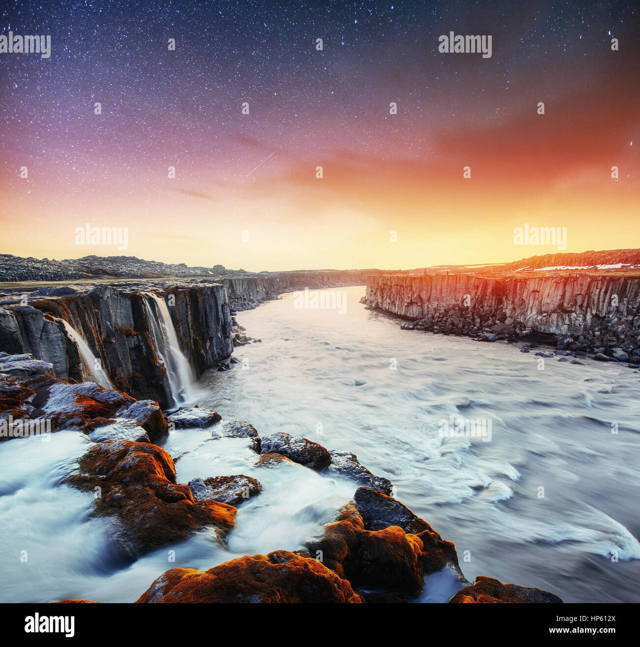 Fantastic views of Selfoss waterfall in the national park Stock Photo ...