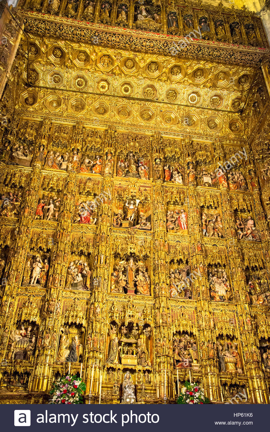 Altar Mayor Seville Cathedral Stock Photos & Altar Mayor Seville ...