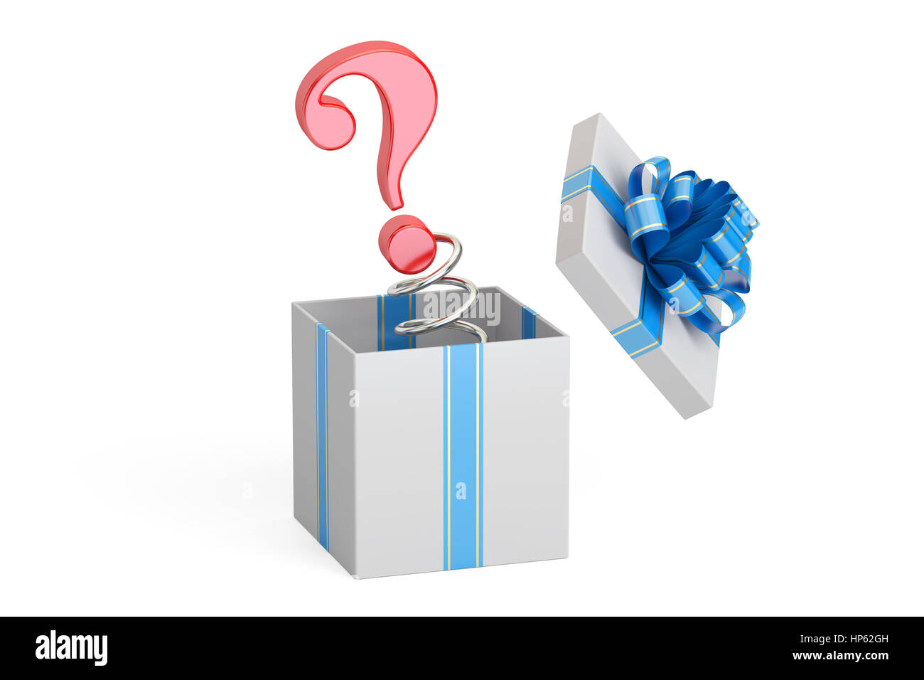 Question Mark Jack in the Gift Box, 3D rendering isolated on white ...