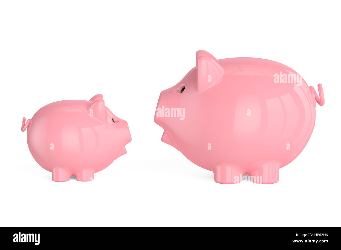 Two piggy banks, 3D rendering isolated on white background Stock Photo ...