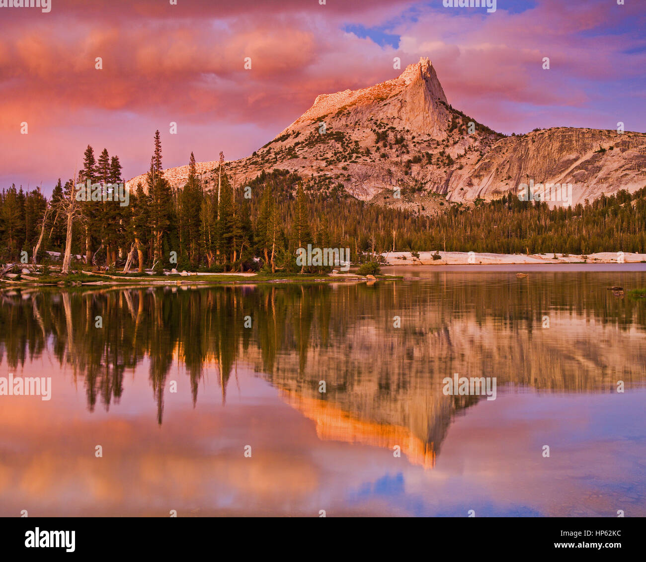 Cathedral Lake and Peak Stock Photo - Alamy