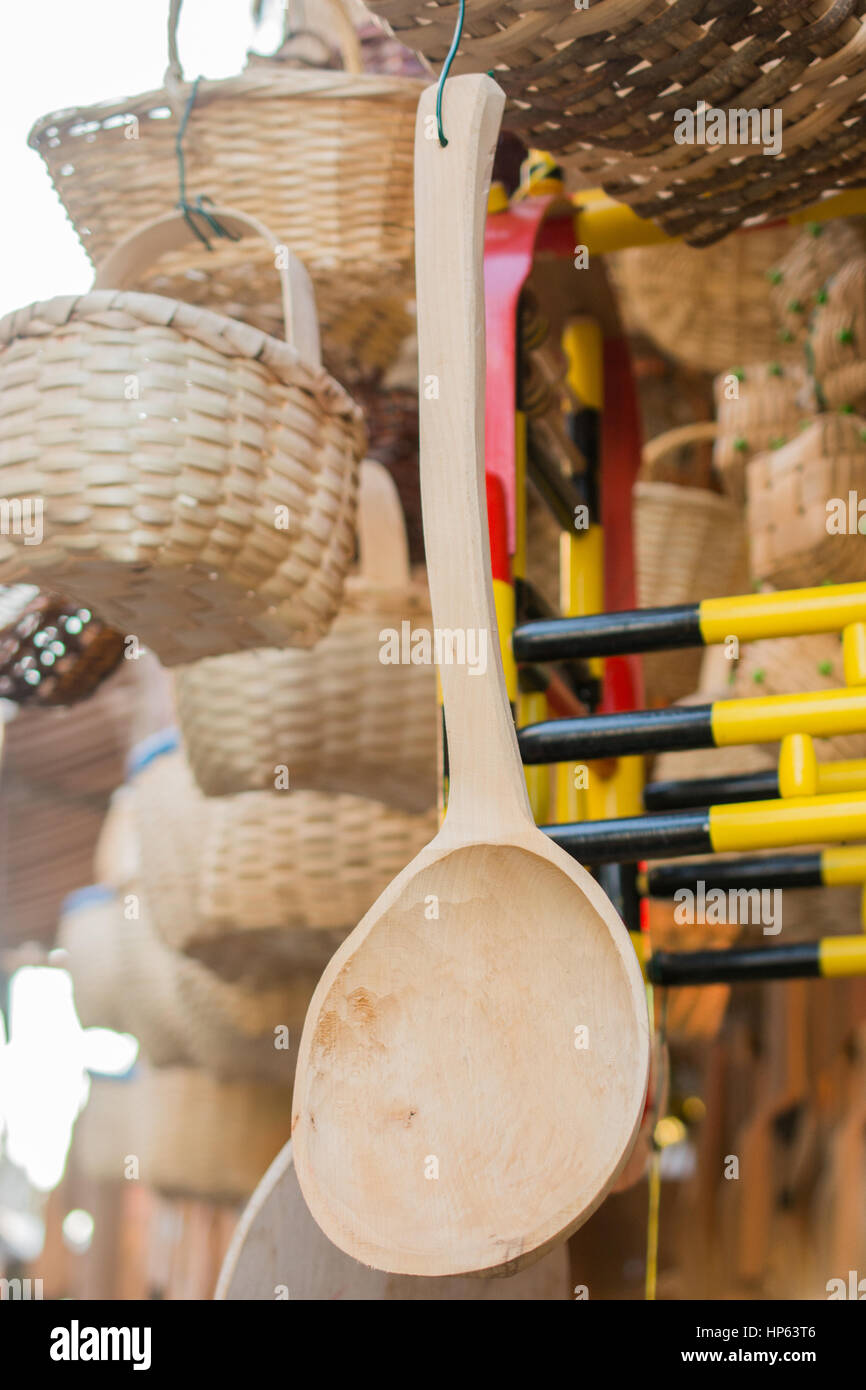 dozens of soup spoon or tablespoon made of wood Stock Photo - Alamy