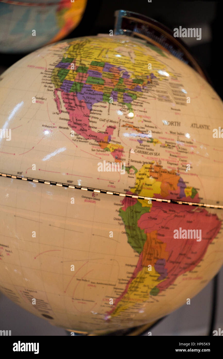 Little colorful model globe with maps on it Stock Photo - Alamy