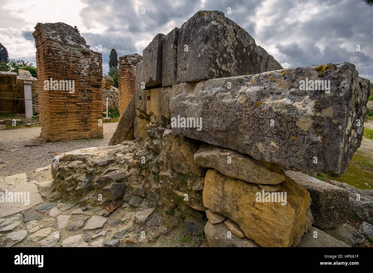 Ancient Odeon with inscriptions of the law codes on the stones in ...