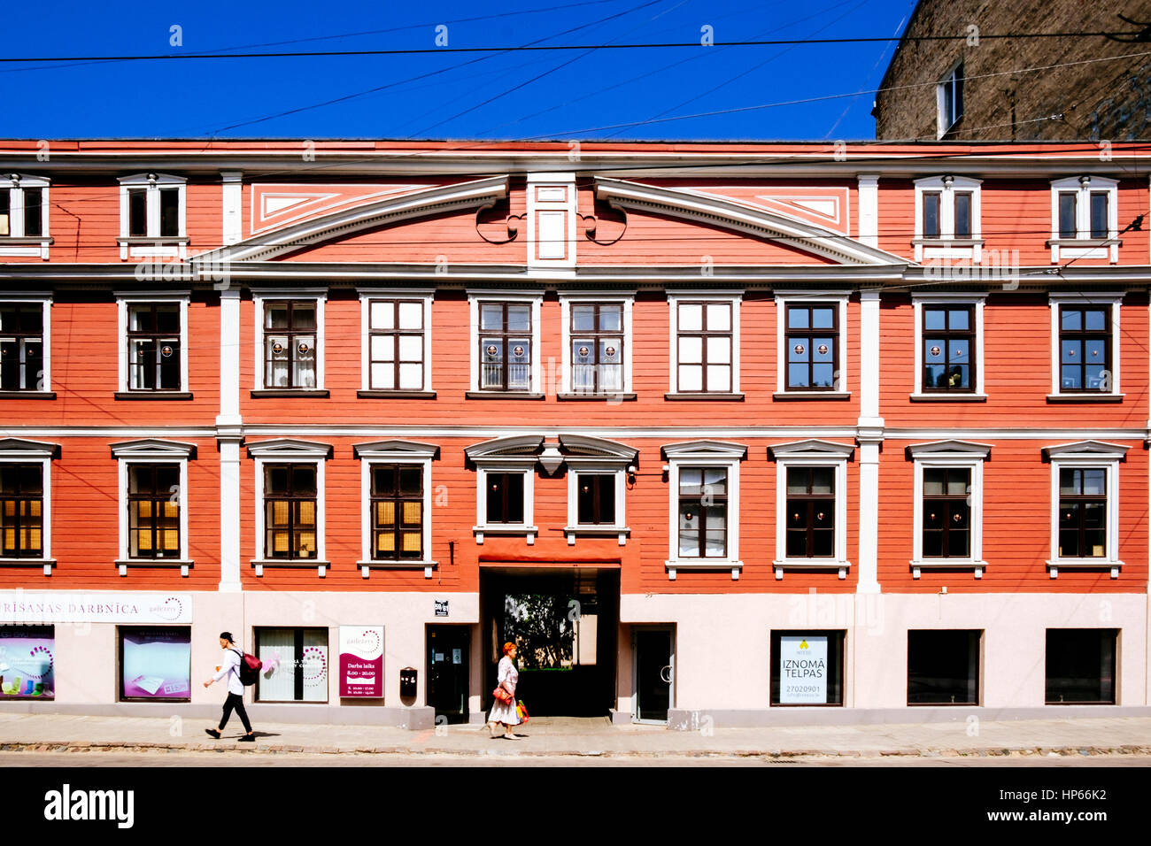 Colourful wooden buildings on Krisjjana Barona street, Riga, Latvia ...