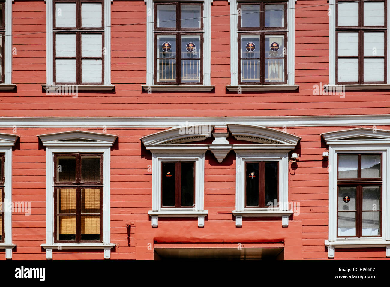 Colourful wooden buildings on Krisjjana Barona street, Riga, Latvia ...