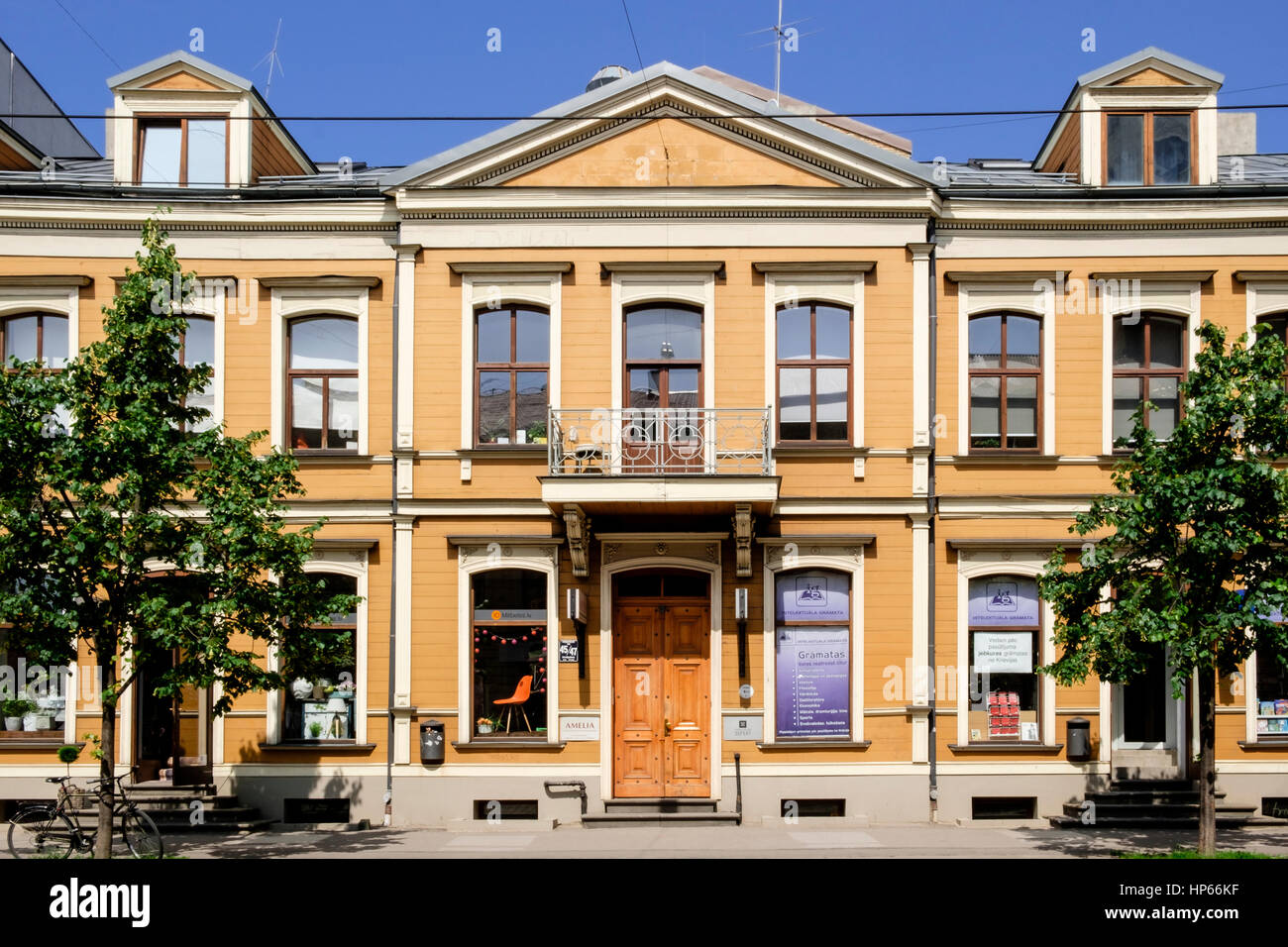Colourful wooden buildings on Krisjjana Barona street, Riga, Latvia ...