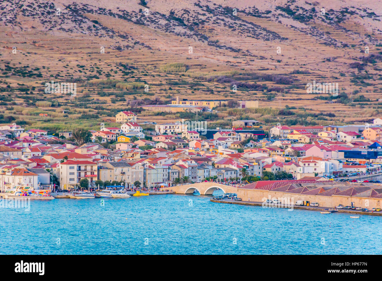 Aerial view on town Pag, croatian travel places Stock Photo - Alamy