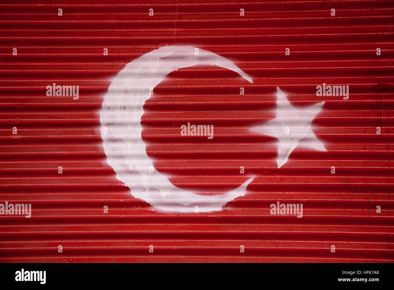 Turkish national flag painted on metal background in the street Stock ...