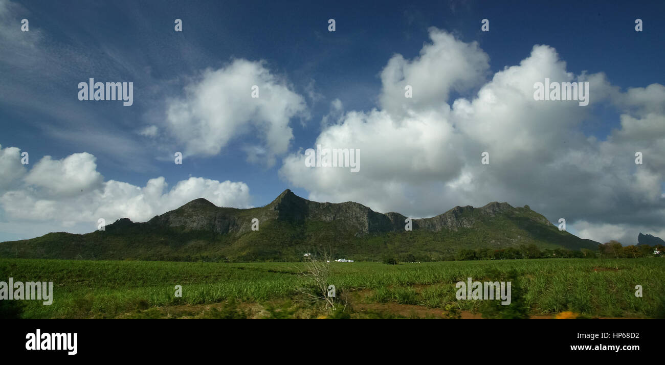 South coast, Mauritius, mountains, fields, landscape, southcoast, blue ...