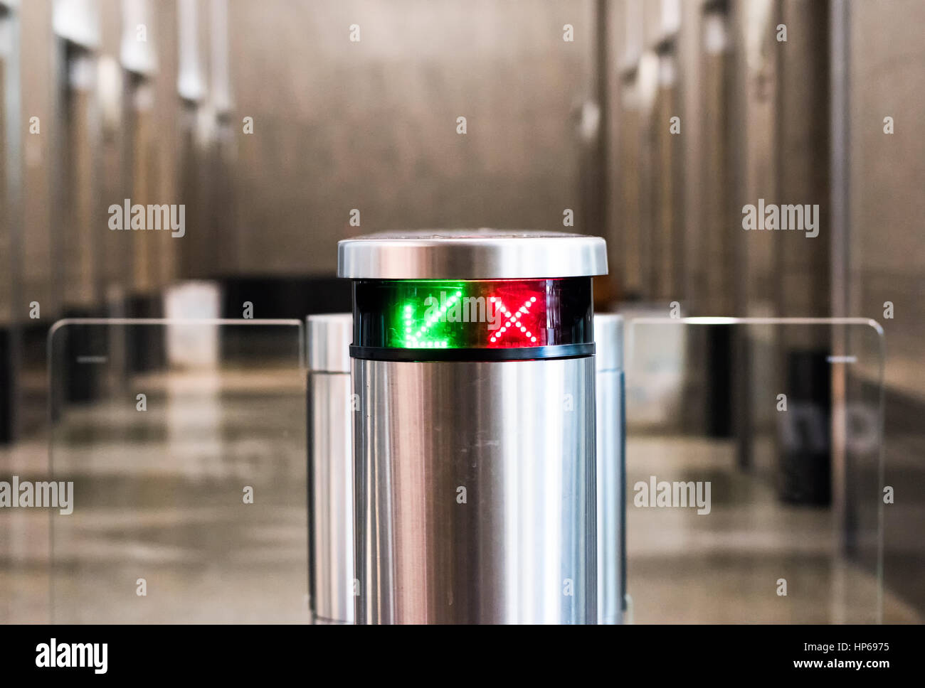 Automatic Security gateway and electronic card reader,selective focus ...