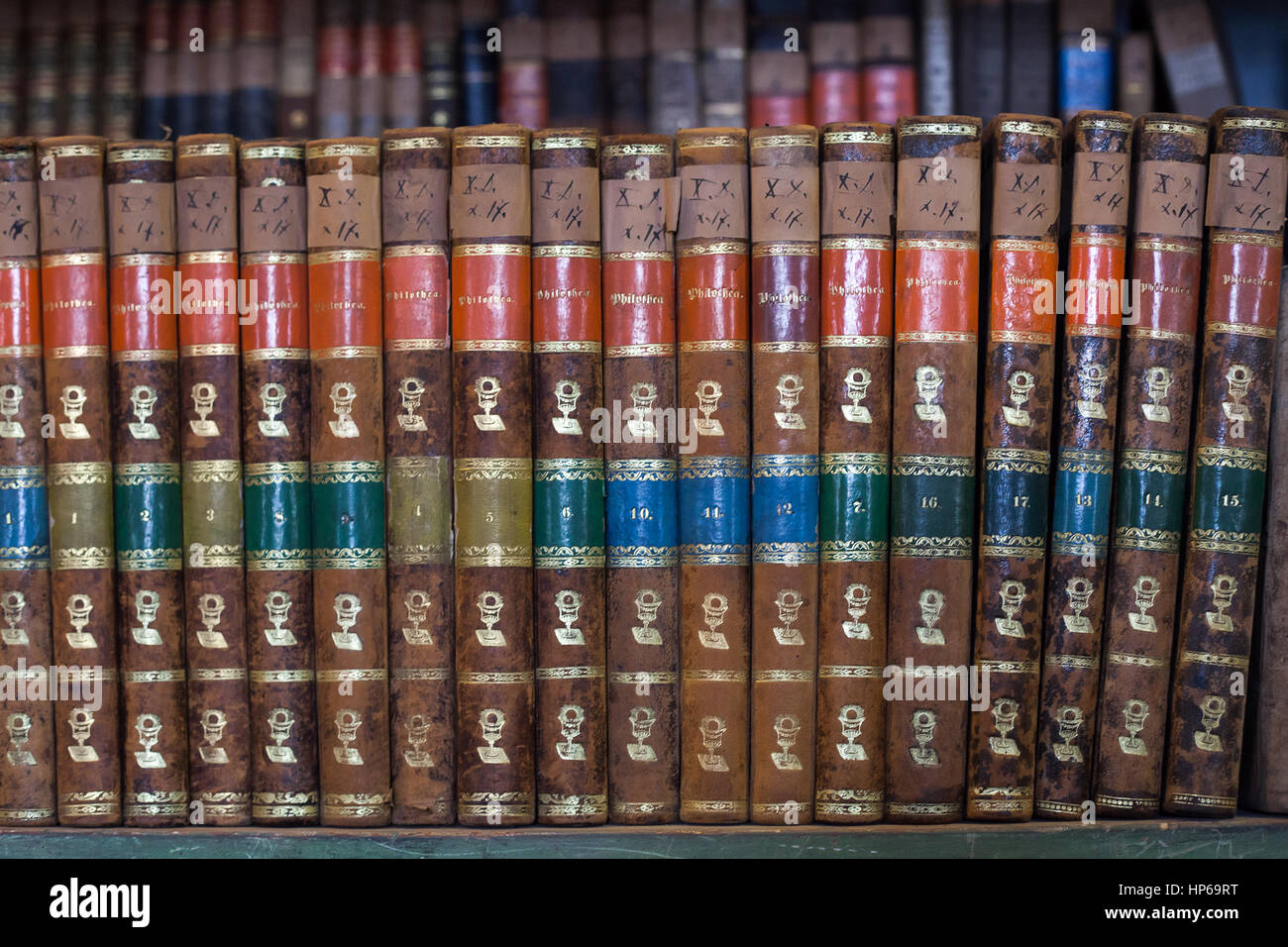 historic old books in ancient library, wooden bookshelf Stock Photo - Alamy