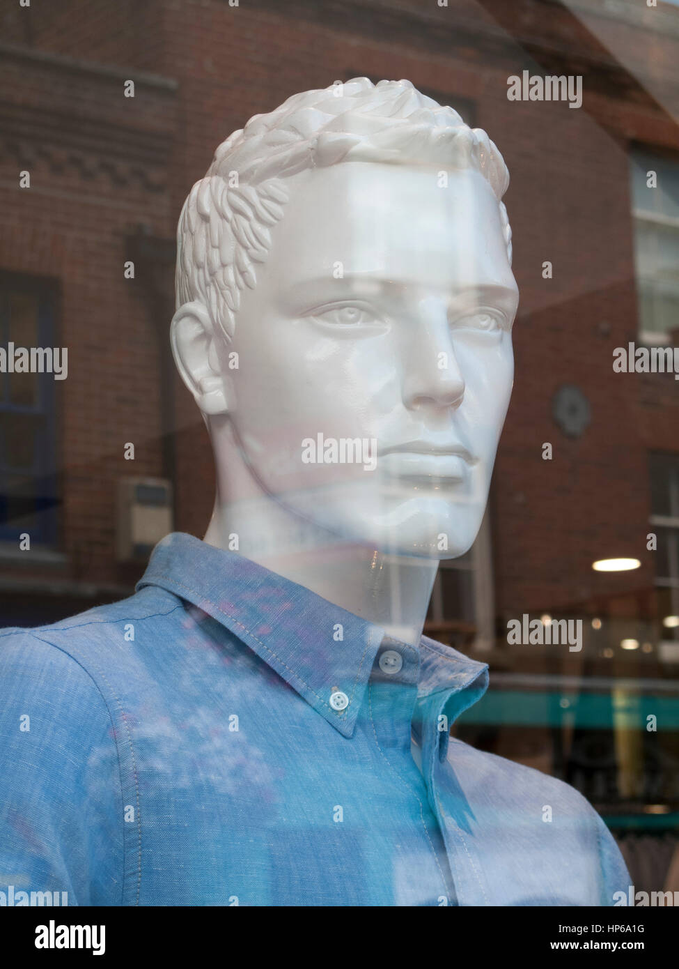 Manikin in Next shop window display women and men high street fashion ...