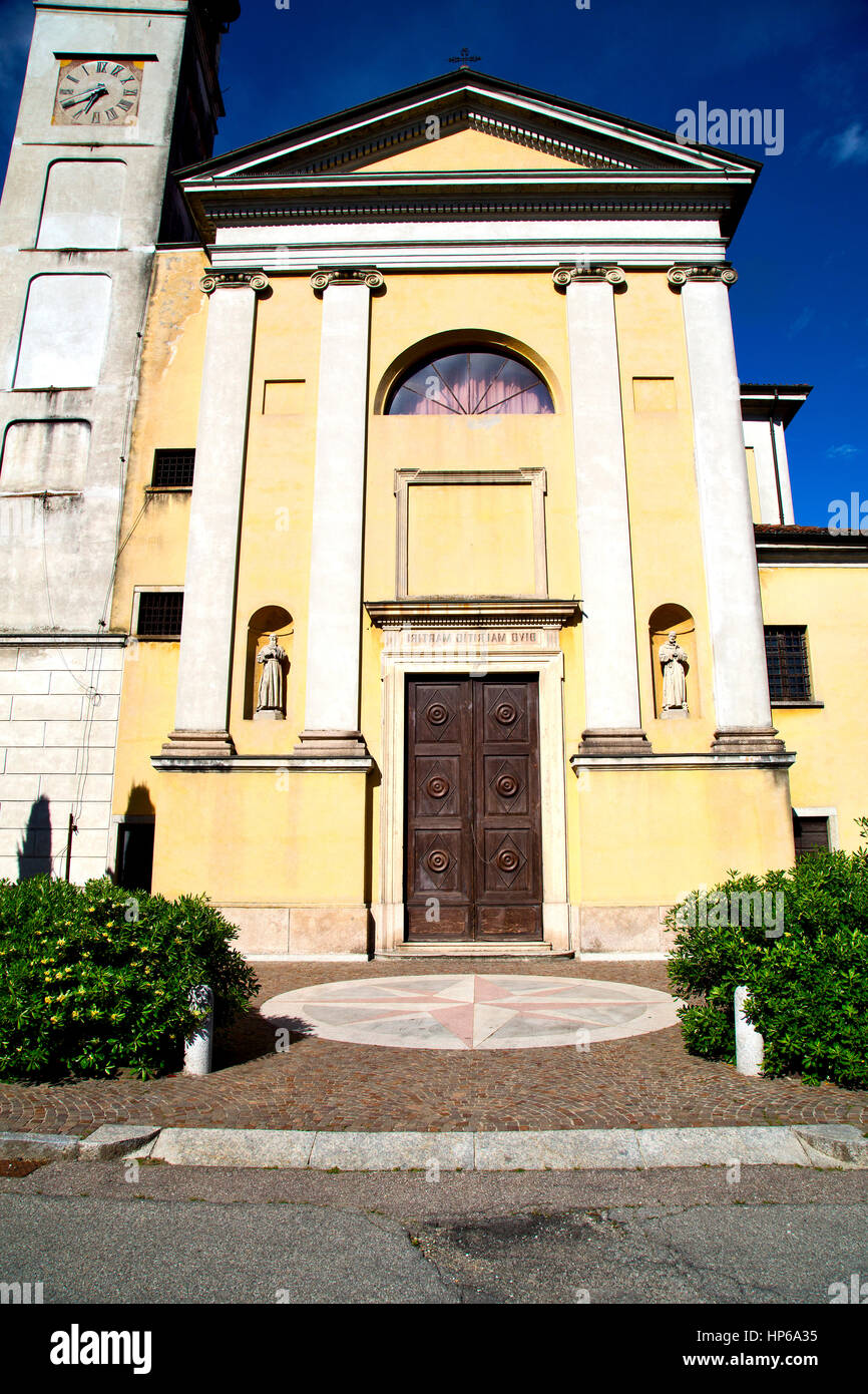 in the solbiate arno old church closed brick tower sidewalk italy ...